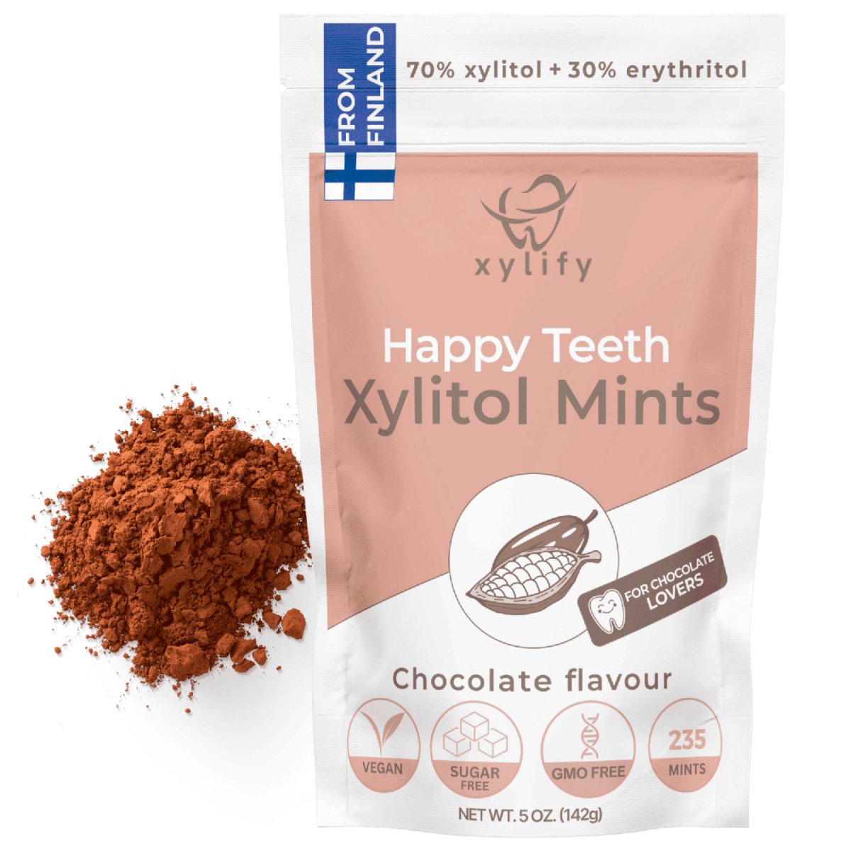 Xylitol Pastiller XYLIFY Happy Teeth Mints Chocolate 240 stk.