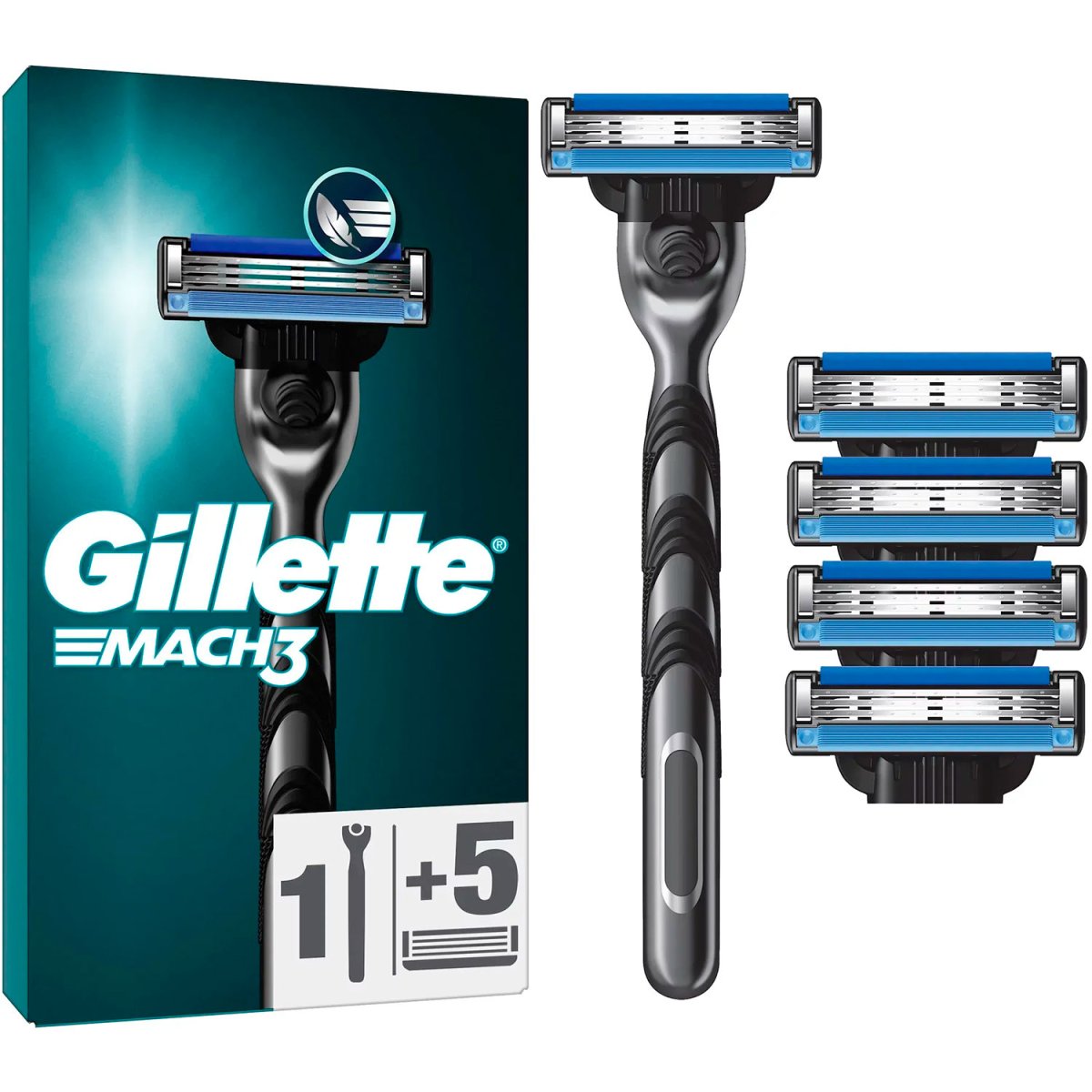 Gillette Mach3 barberhøvel inkl. 5 barberblad