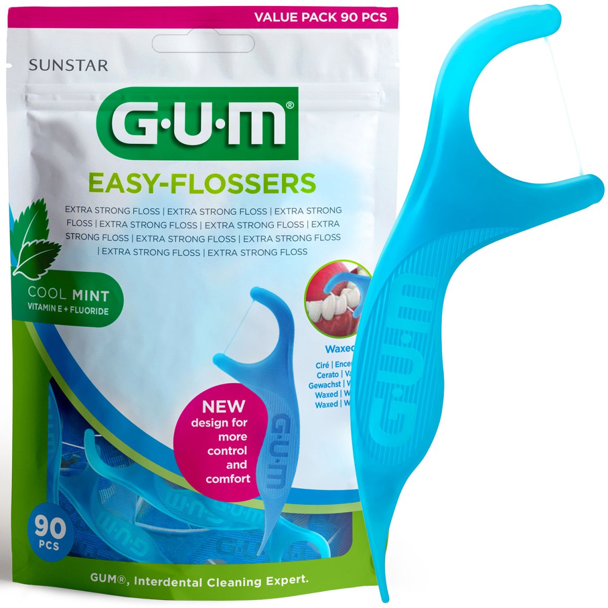 GUM Easy Flossers 90 stk. Tanntrådhengere Mint