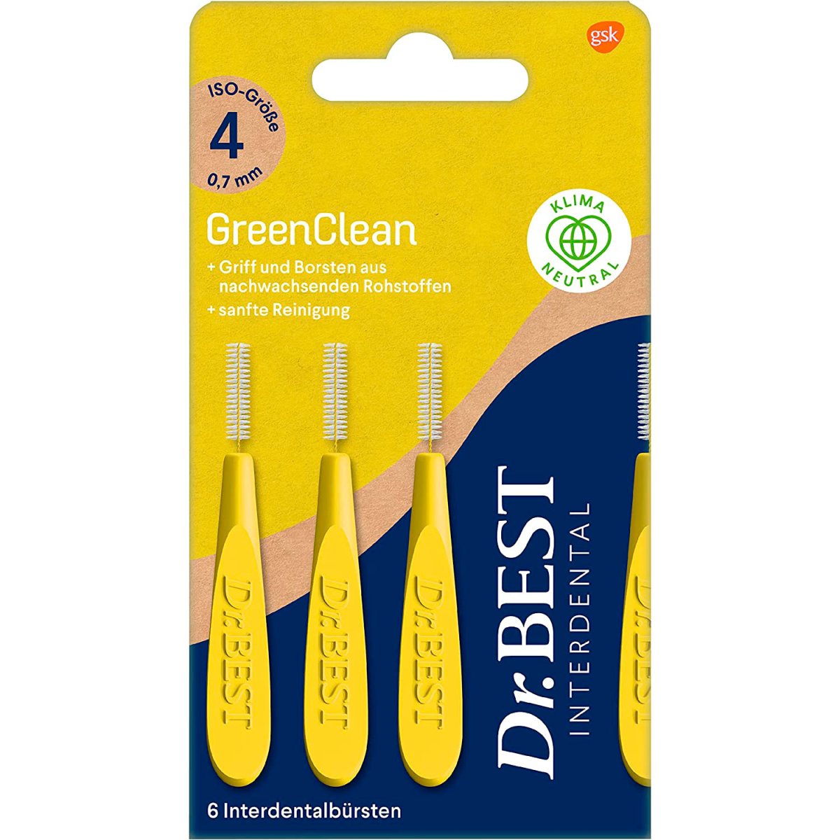 Dr. Best Mellemrumsbørster GreenClean 0.70 mm. ISO 4 GUL