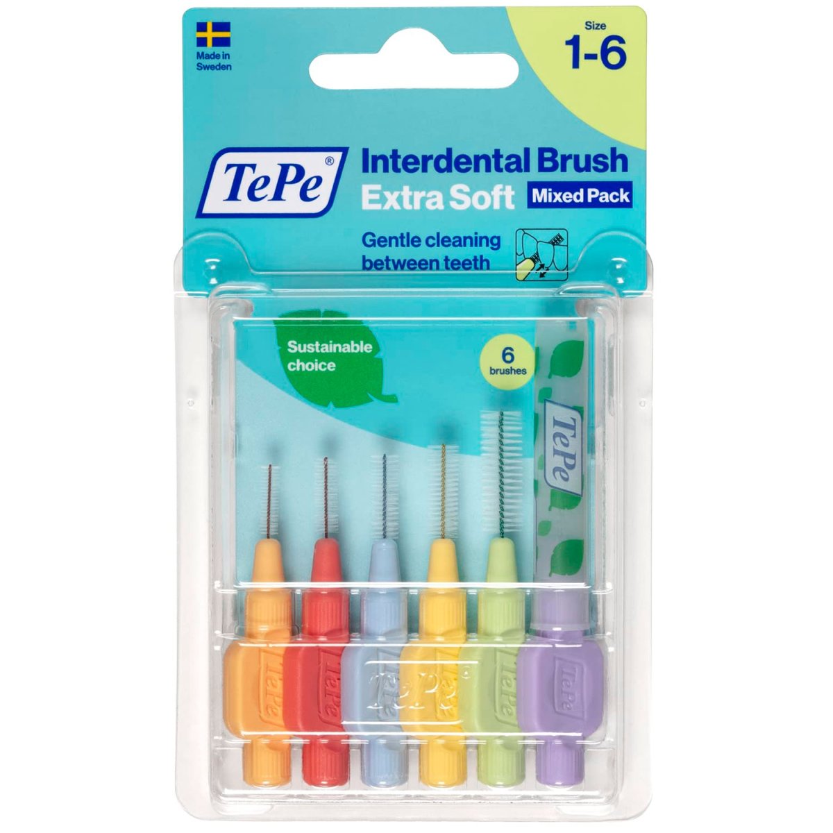 TePe Mellemrums-børster Mix-pakke Extra SOFT 6 stk.